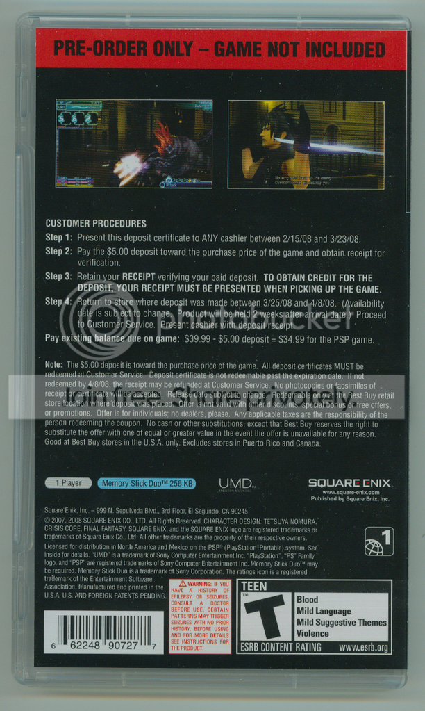 Crisis Core: Final Fantasy VII Collector's Edition for Yurop | NeoGAF