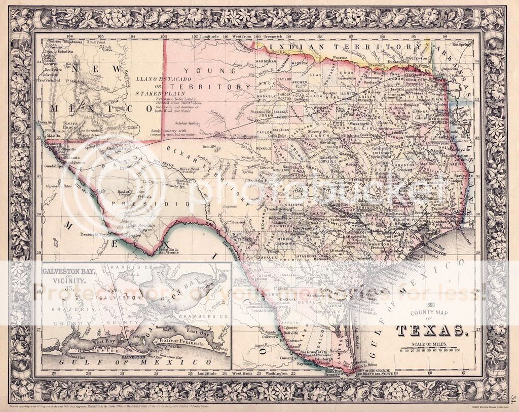1860 Map Of Texas Value - Map